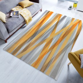 Flair Rugs, AKCE: 170x240 cm Kusový koberec Match Isabella Stripe Grey/Ochre, žlutá, chodba / předsíň