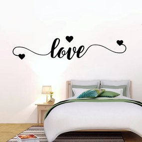 Love - láska a srdce - vinylová samolepka na zeď 150x32cm