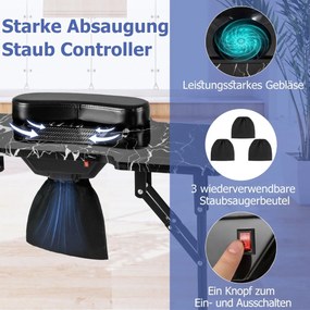 Costway Manikúrní stůl skládací s elektrickým sběračem prachu, černý
