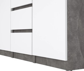 FALCO Komoda Simplicity 236 beton/bílý lesk