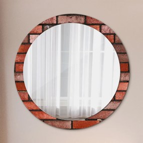 Kulaté zrcadlo tištěný rám Červená cihla fi 90 cm