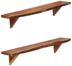 Nástěnné police 2 ks 90 x 20 x 18 cm masivní akáciové dřevo 247928