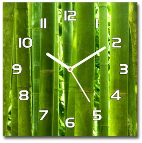 Wallmuralia Skleněné nástěnné hodiny čtverec Bambus 30x30 cm