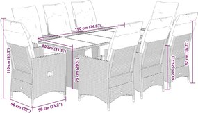 9dílný zahradní bistro set s poduškami hnědý polyratan 3276922