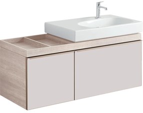 Geberit Citterio - Skříňka pod umyvadlo 750 mm, s odkládací plochou, lesklá šedohnědá/béžový dub 500.563.JI.1