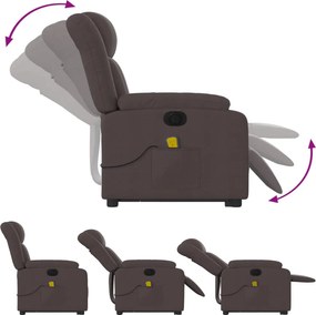 Elektrické zvedací masážní polohovací křeslo tmavě hnědé textil 3205357