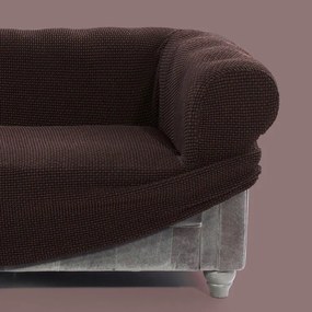 Super strečové potahy NIAGARA čokoládová sedačka s otomanem vpravo (š. 200 - 300 cm)