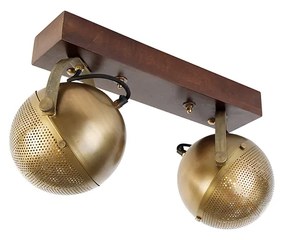Industriální bodový bronz se dřevem 2-light - Haicha
