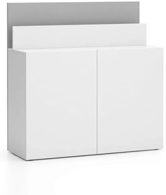 PLAN Kancelářská přístavná skříňka ke stolu LAYERS, krátká, bílá / šedá