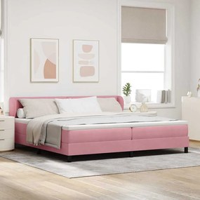 Postel s boxspringem s čelo Růžová 200 x 200 cm samet 3340411