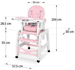 JAKS DĚTSKÁ JÍDELNÍ ŽIDLE 5v1 SINCO - RŮŽOVÁ