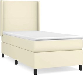 Box spring postel s matrací krémová 80 x 200 cm umělá kůže 3132347