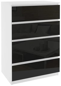 Stylová šuplíková komoda Beauty 1 - bílá / černý lesk