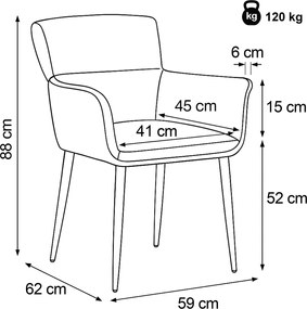 Jídelní židle KANIA - béžová látka / černé kovové nohy