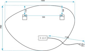 Nástěnné LED zrcadlo s reproduktorem Fog 100 cm stříbrné