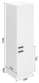 Vysoká kuchyňská skříňka Belini Premium Full Version na vestavnou lednici 60 cm červený lesk  INF SSL60/0/WT/R/0/B1/PP
