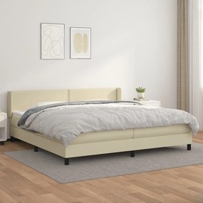 Box spring postel s matrací krémová 200x200 cm umělá kůže,  3130741