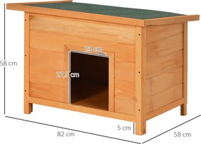 PawHut psí bouda Útulná psí bouda z jedlového dřeva se střechou, ideální pro psy a kočky, 82x58x58 cm| Aosom
