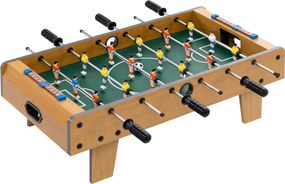 HOMCOM Stolní fotbálek pro děti od 6 let, dřevěná fotbalová hra se 2 míči, 6 úchyty, 2 ukazateli skóre a 18 hráči, 69x36,5x22 cm, přirozené | Aosom