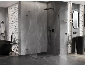 Mexen Lunar-B pravostranný výklopný sprchový kout 100 x 80 cm, čiré sklo, černá matná, 832-100-080-70-00-P