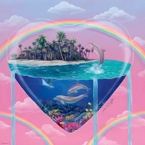 HEYE Puzzle Tiny Worlds: Delfíni / Čtvercové / 1000 dílků / 56 × 56 cm