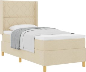 Postel s boxspringem s čelo Krémová 100 x 200 cm textil 3341887