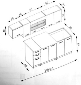 Kuchyňská linka PERLA 260 Halmar