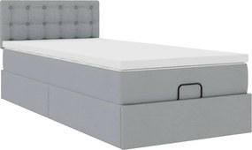 Osmanský postel s matrací světle šedá 100x200 cm textil 3311601