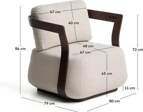 Hnědé/krémové polstrované zahradní křeslo Tamaris – Kave Home