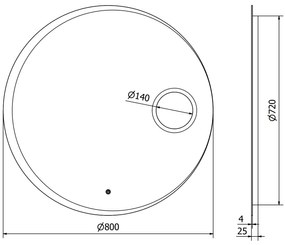 Mexen Ella podsvícené koupelnové zrcadlo s kosmetickým zrcátkem, Kulaté 80 cm, LED 6000K, ventilátor - 9811-080-080-611-00