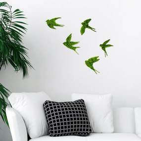 Wallexpert Dekorativní kovový nástěnný doplněk Swallows, Zelená