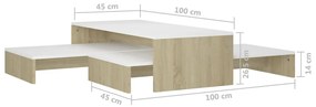 Sada konferenčních stolků bílá a dub sonoma 100x100x26,5 cm - Default Title