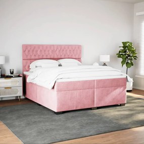 Box spring postel s matrací růžová 200x200 cm samet 3293313