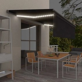 Automatická markýza roleta LED a senzor větru 5x3 m antracitová 3069474