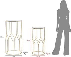 Sada odkládacích stolků Camillus 50 cm zlatá