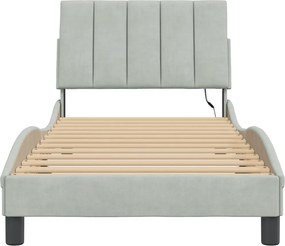Rám postele s LED osvětlením bez matrace Hanko světle šedý 90 x 200 cm samet 3213757