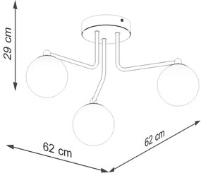Stropní svítidlo Astral, 3x bílé skleněné stínítko, w