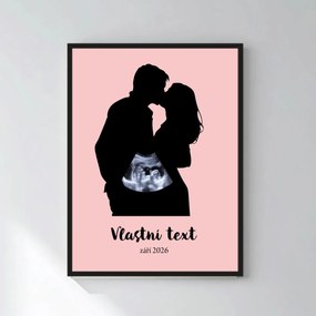 Personalizovaný magický fotoobraz v rámu - čtverec 30x40 - s párem a ultrazvukem