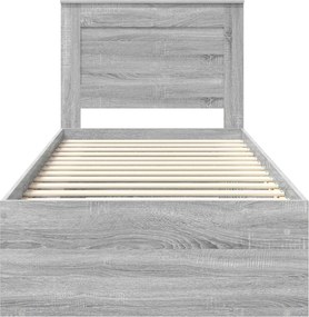 Rám postele s čelo Šedá Sonoma 75 x 190 cm Masivní borové dřevo 3410149