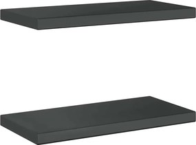 Nástěnné police 2 ks 50 x 23,5 cm černé nerezová ocel 30295