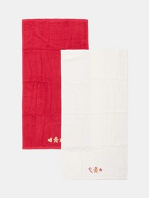 Sinsay - Bavlněné vánoční ručníky s perníčky a sladkostmi 2 pack - červená