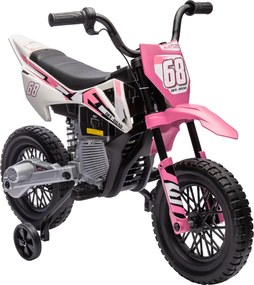 AIYAPLAY elektrická motorka pro děti, motokros pro děti 3 až 6 let, 2 motory, 12V, rychlost 5 km/h, 109,5x60x72,5 cm, růžová