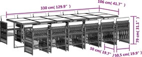 13dílný zahradní jídelní set s poduškami šedý polyratan 3210944