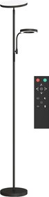 HOMCOM 42W LED Stojací Lampa s Dimmable 2700K-6500K, 4 Režimy Scény, Ovládání na Dálku a Dotykem, Funkce Paměti, Černá | Aosom