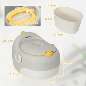 AIYAPLAY dětský nočník 3 v 1, odnímatelný dětský nočník, nočník s držadly, pro děti od 6 do 72 měsíců, nosnost do 50 kg, plast, imitace kůže, šedý