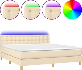 Box spring postel s matrací a LED krémová 160x200 cm textil 3134050