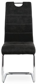AUTRONIC Jídelní židle, potah černá látka COWBOY v dekoru vintage kůže, kovová pohupová c
