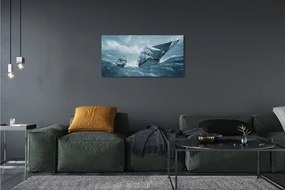 Obrazy na plátně Moře bouře nebe loď 120x60 cm