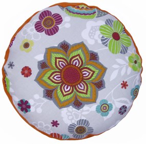 S radostí - vlastní výroba Meditační polštář s mandalkou - oranžový Velikost: ∅35 x v12 cm