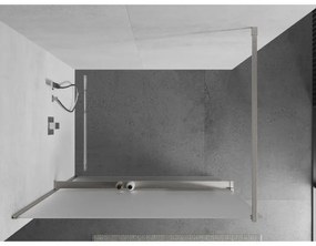 Mexen Kioto+, sprchová zástěna Walk-In s poličkou a věšákem 100 x 200 cm, 8mm sklo námraza, broušená ocel profil, 800-100-121-97-30